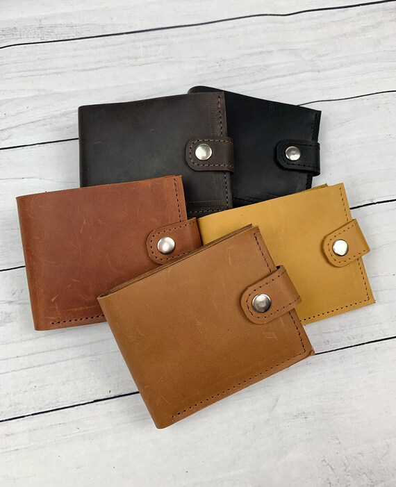 Slim Minimalist Leather Wallet For Man. Cute Fancy Bifold | Etsy