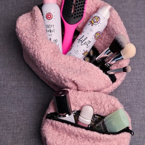 Makeup Bag Sherpa Cute Teddy Cosmetics Bag Large Makeup Bag Plush ...