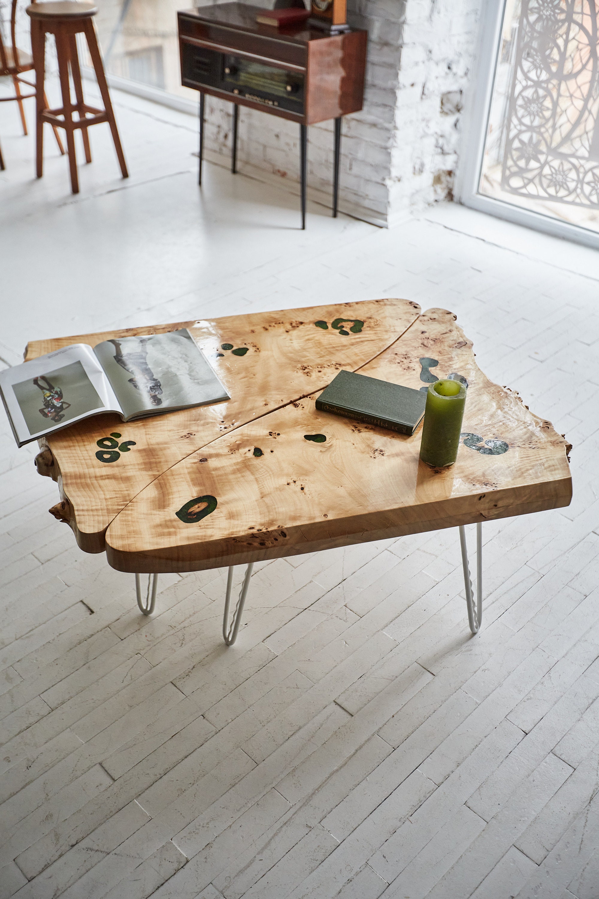 The Double Wood Coffee Table (2 Parts), Live Edge Coffee Table, Rustic ...