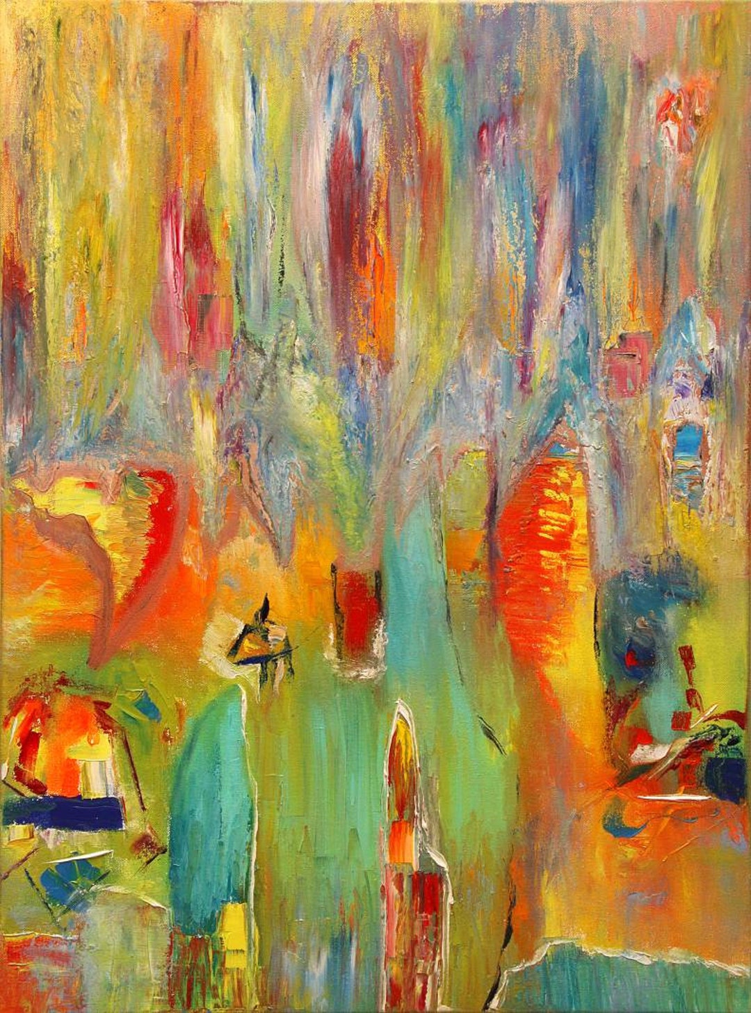 The Road to the Future, Abstract Painting, Hand Painted Canvas Art ...