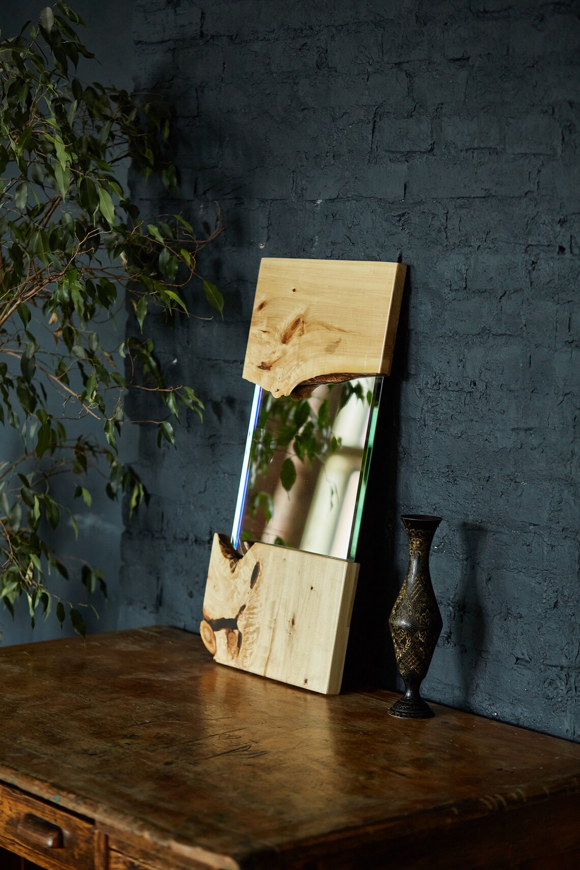 The Wooden Mirror Wall Design Rustic Mirror Handmade - Etsy