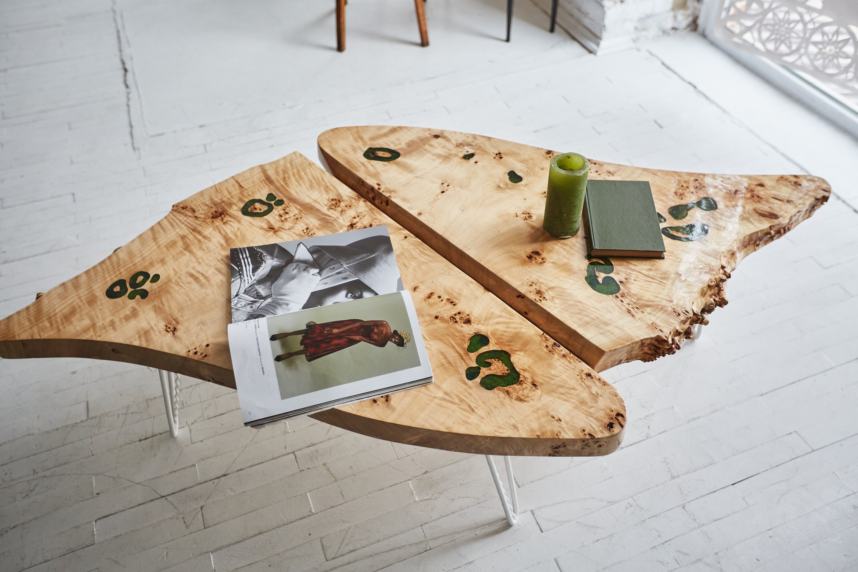 The Double Wood Coffee Table (2 Parts), Live Edge Coffee Table, Rustic ...