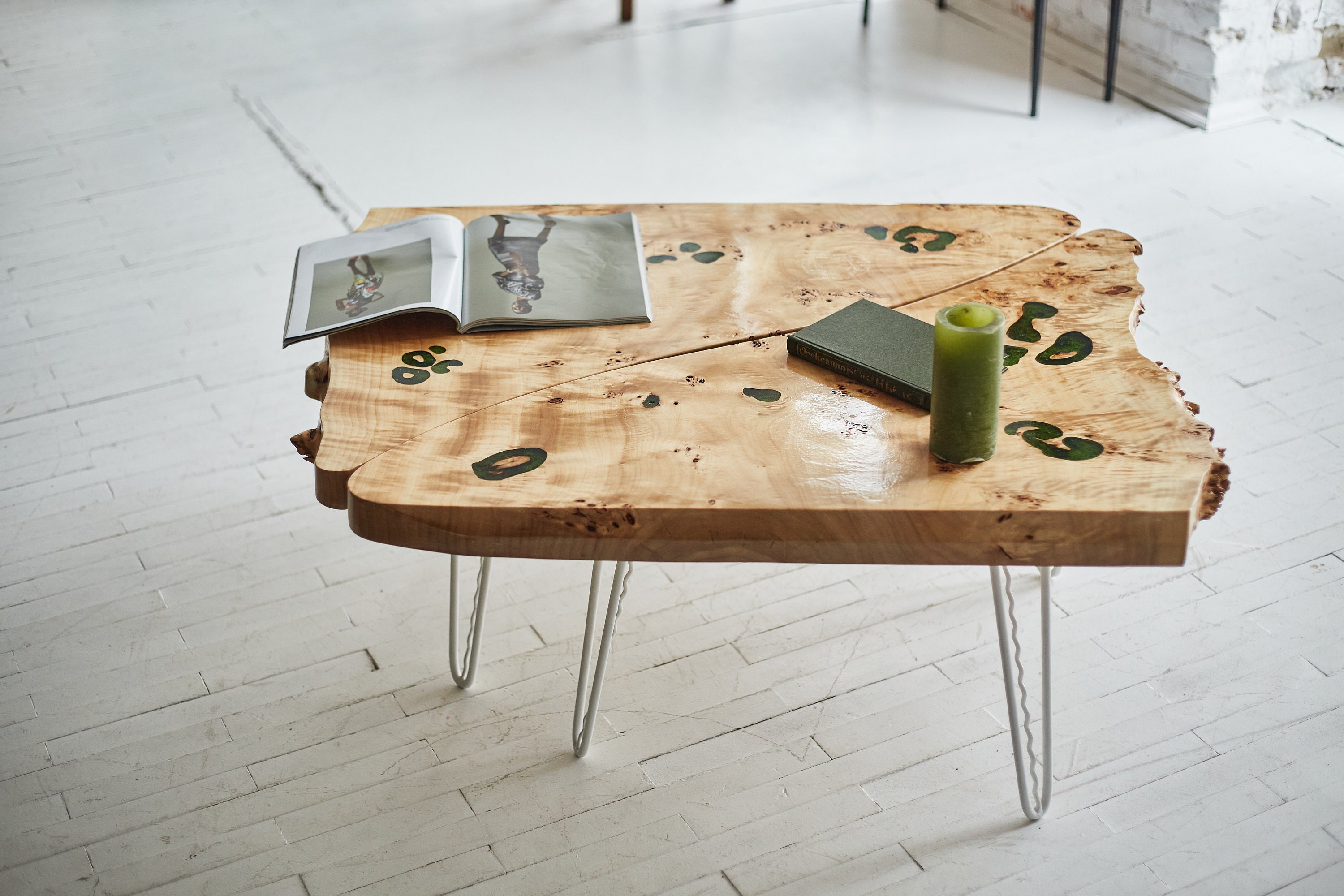The Double Wood Coffee Table (2 Parts), Live Edge Coffee Table, Rustic ...