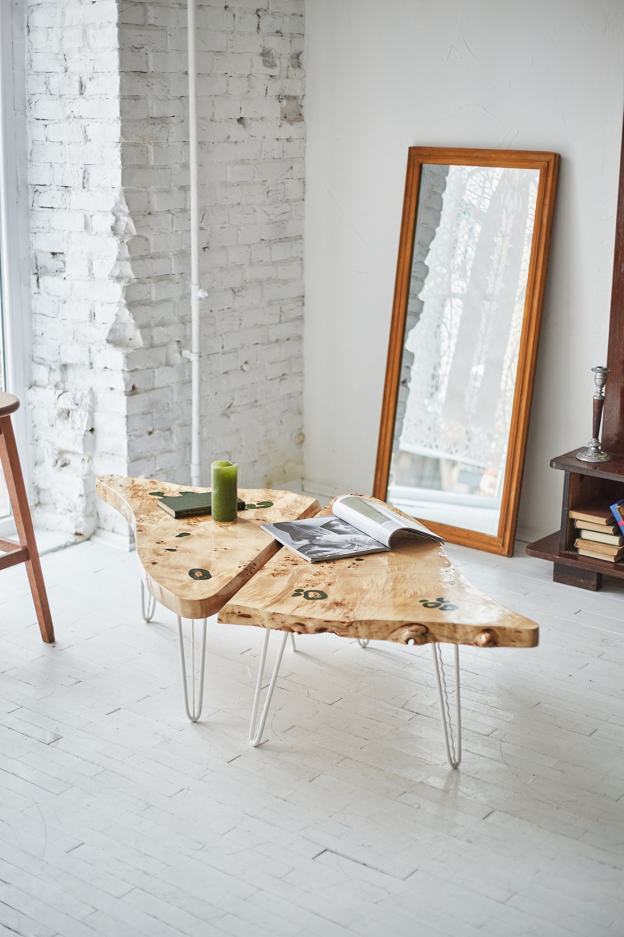 The Double Wood Coffee Table (2 Parts), Live Edge Coffee Table, Rustic ...