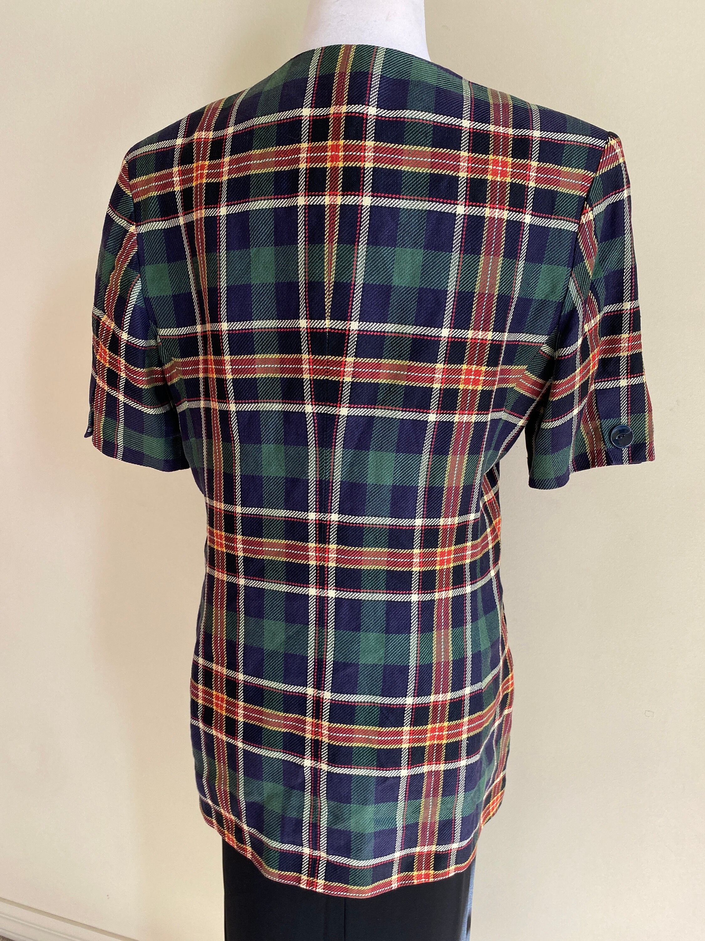 VINTAGE Plaid Shacket Short Sleeve Green Red Black Shoulder - Etsy ...