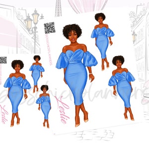 African American Planner Girl Sticker Sheet. Black Girl Doll Planner ...