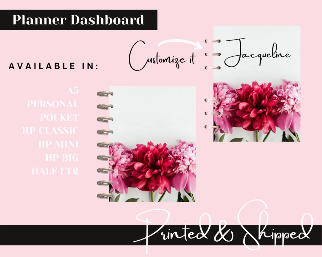 Lovely Floral Planner Dashboard Covers, Personalized Cover, Happy ...