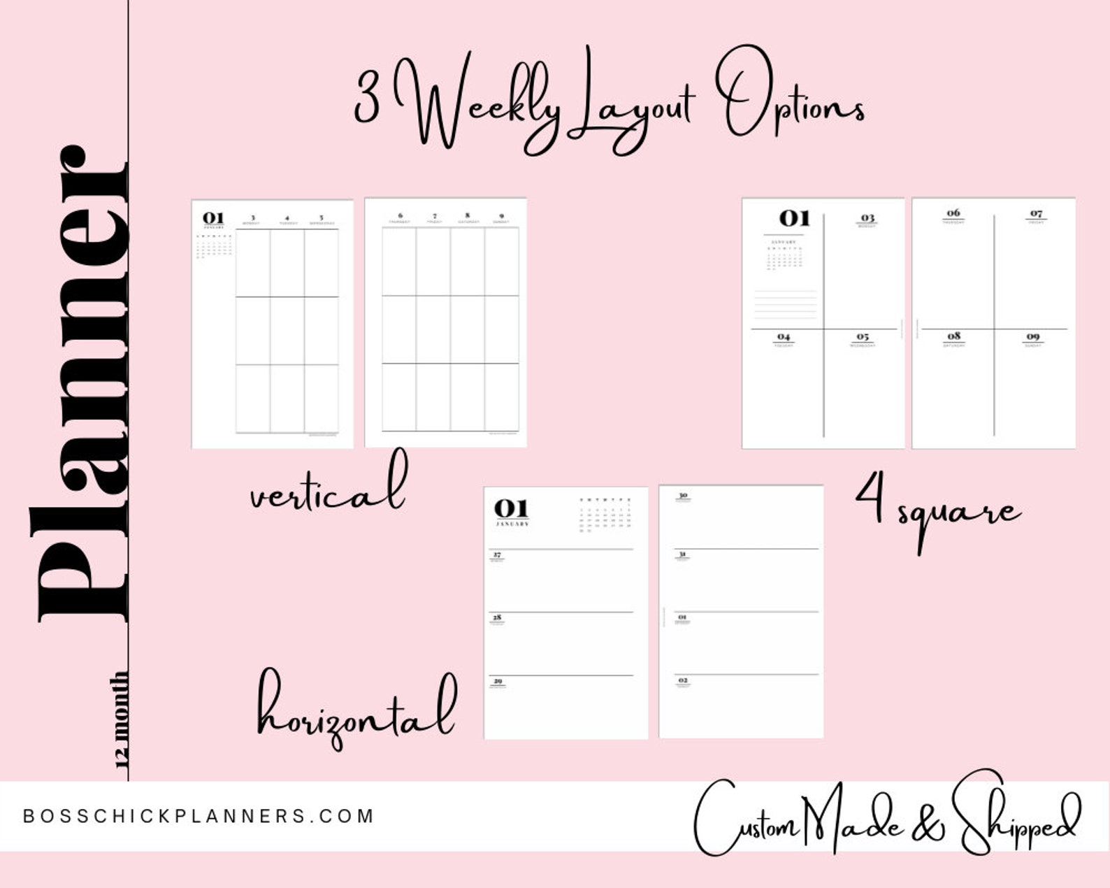 Beautiful 12 Month Planner - Choose Start Month, Disc or Wire Binding ...