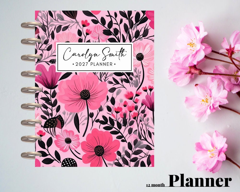 Watercolor Flowers 12 Month Planner - Choose Start Month, Disc/wire ...
