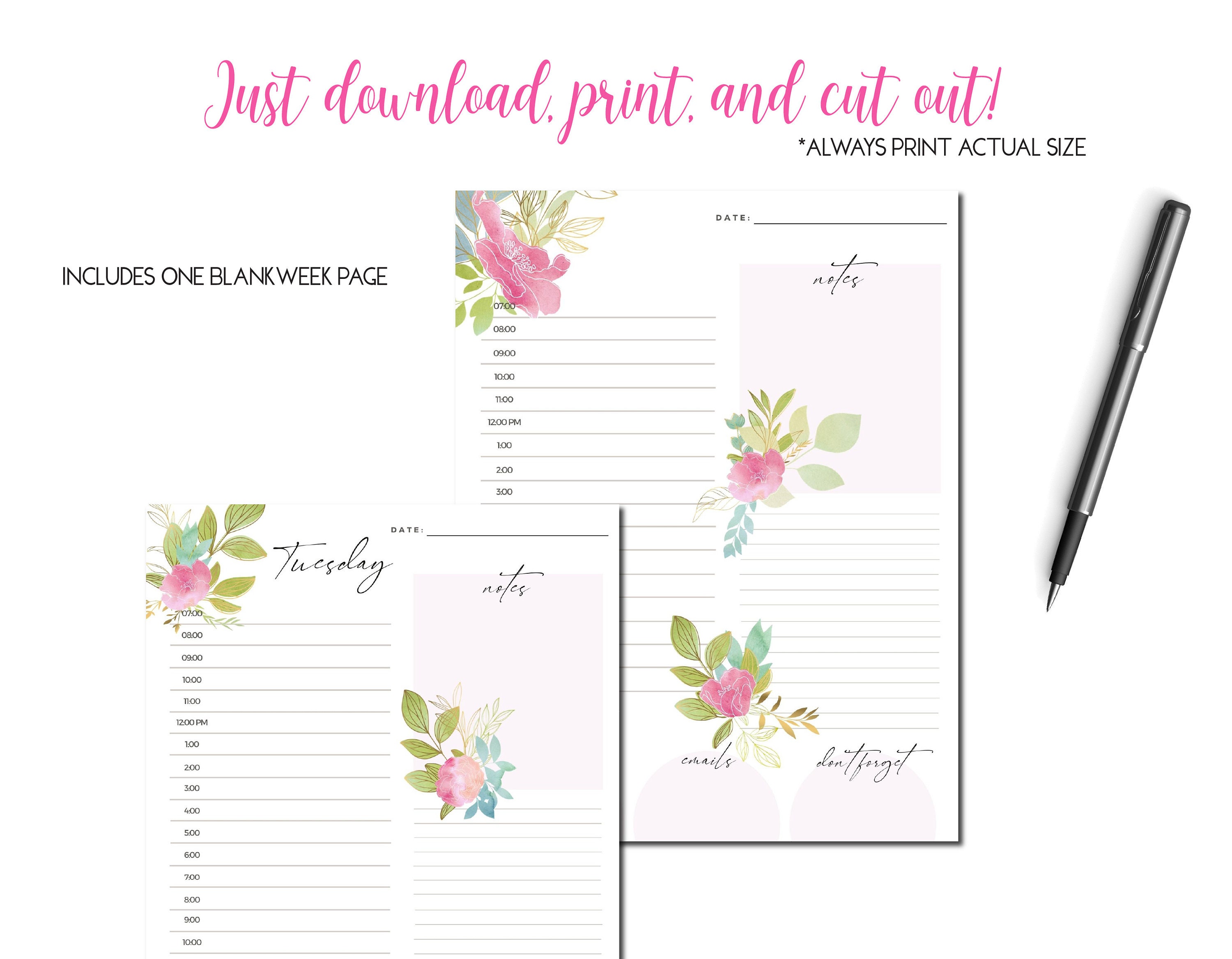 Printable Daily Planner Sheets Digital Download Printable | Etsy