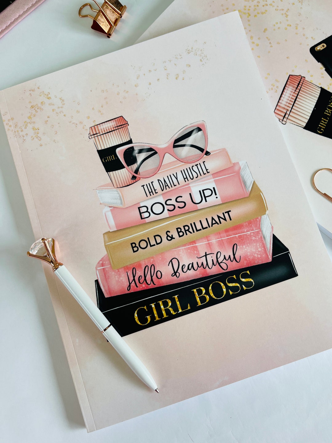 Girl Boss Lady Notebook Journal W/120 Inspirational Quotes & 14 Pink ...