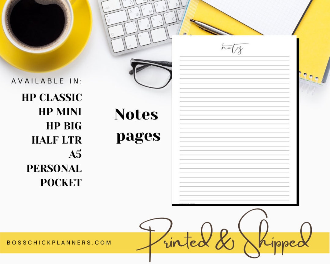 Printed Notes Inserts, Printed A5 Half Letter HP Classic Pocket ...