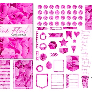 The Pink Floral Planner Essentials Collection Digital Stickers ...