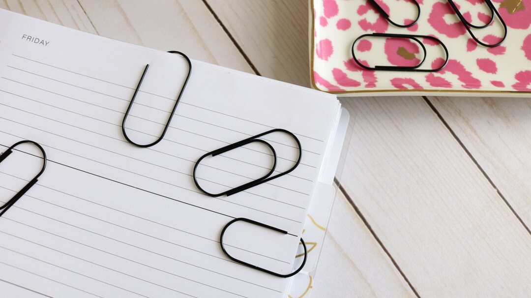 Black Extra Wide Jumbo Planner Paper Clips | Large PAPERCLIP - Black ...