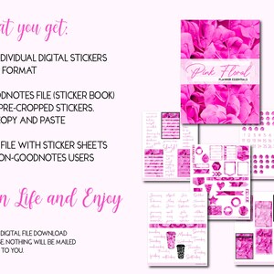 The Pink Floral Planner Essentials Collection Digital Stickers ...