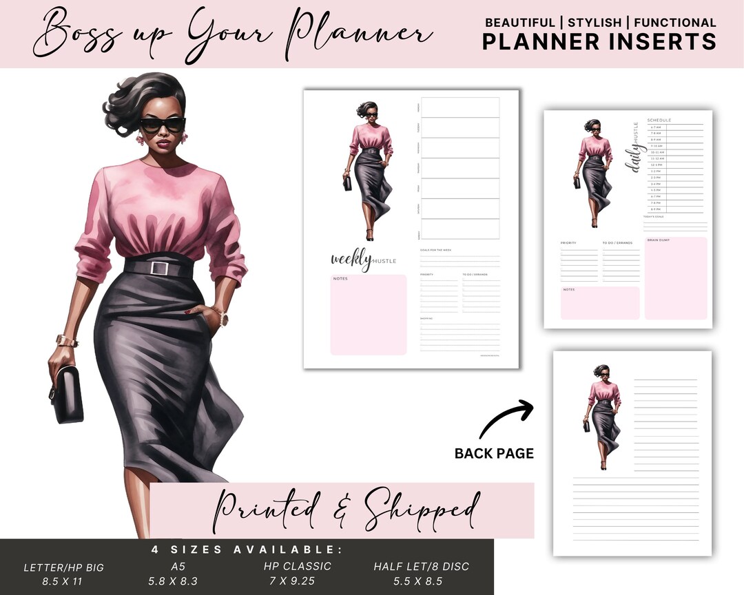 Printed Planner Inserts Boss Chick Planner Inserts | A5 | HP Classic ...