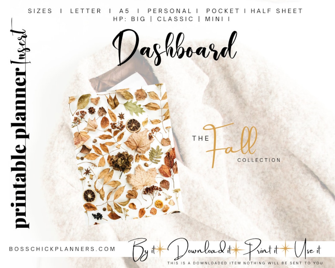 Printable Planner Dashboard | Fall Collection | A5 | Classic | Big ...