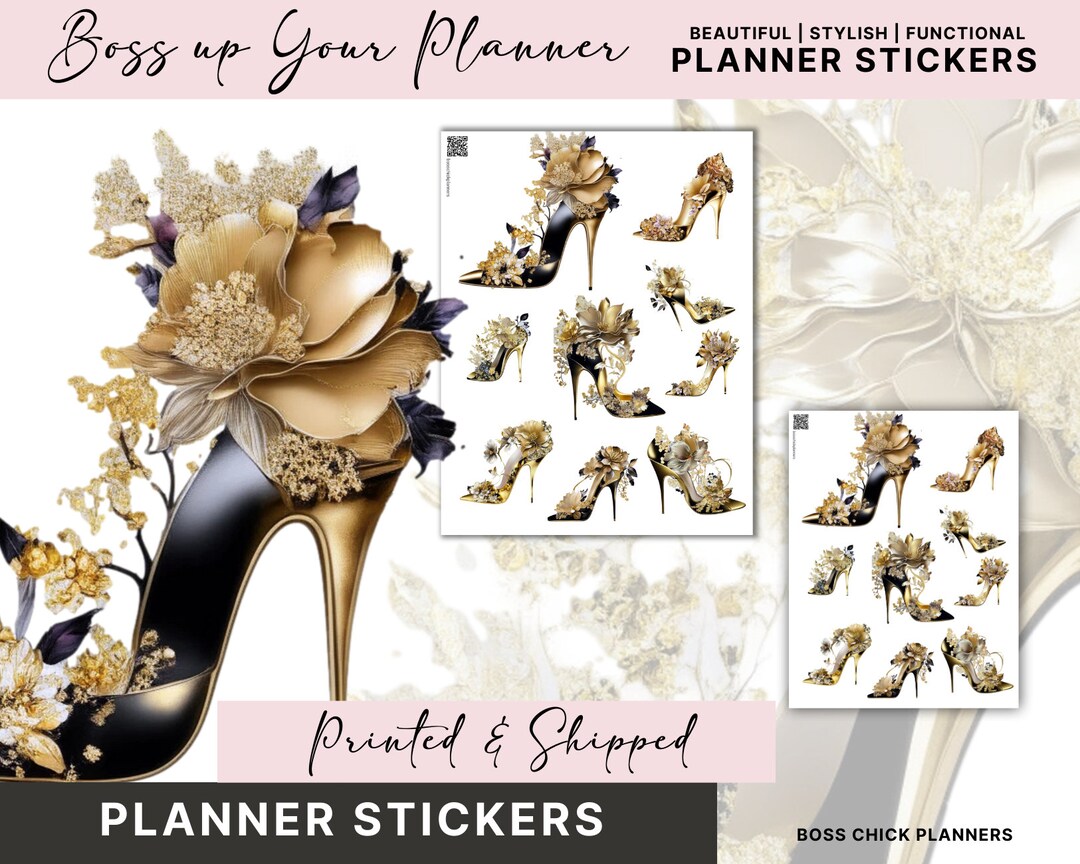 Fancy Shoes Planner Stickers Sheet | Flower Shoe Themed Planner ...