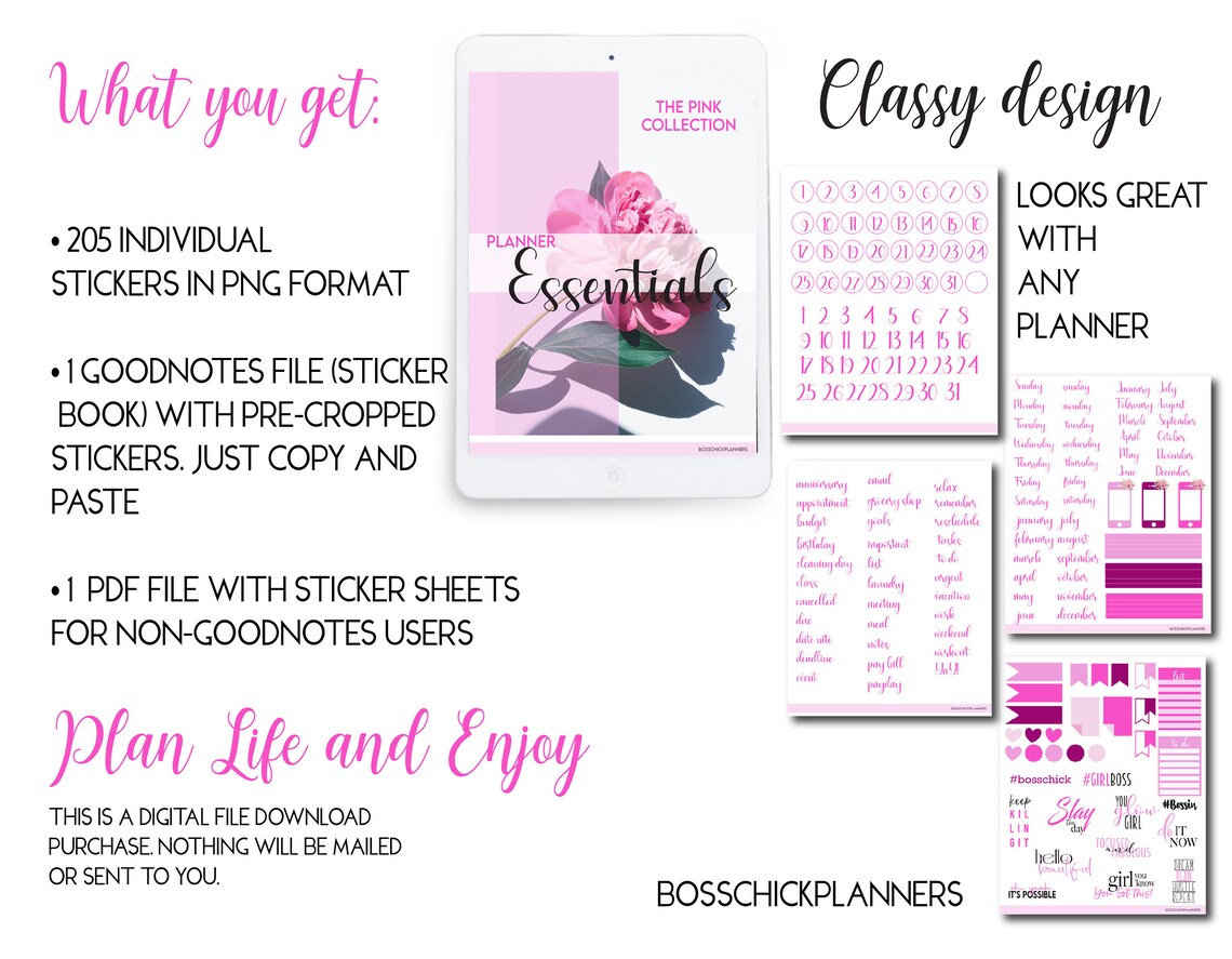 The Pink Planner Essentials Collection by Boss Chick Planners | Digital ...