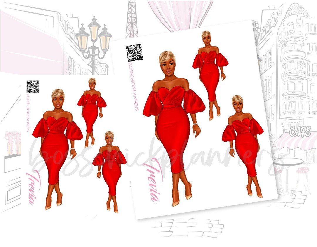 African American Planner Girl Sticker Sheet. Black Girl Doll Planner ...