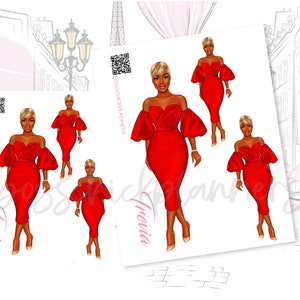 African American Planner Girl Sticker Sheet. Black Girl Doll Planner ...