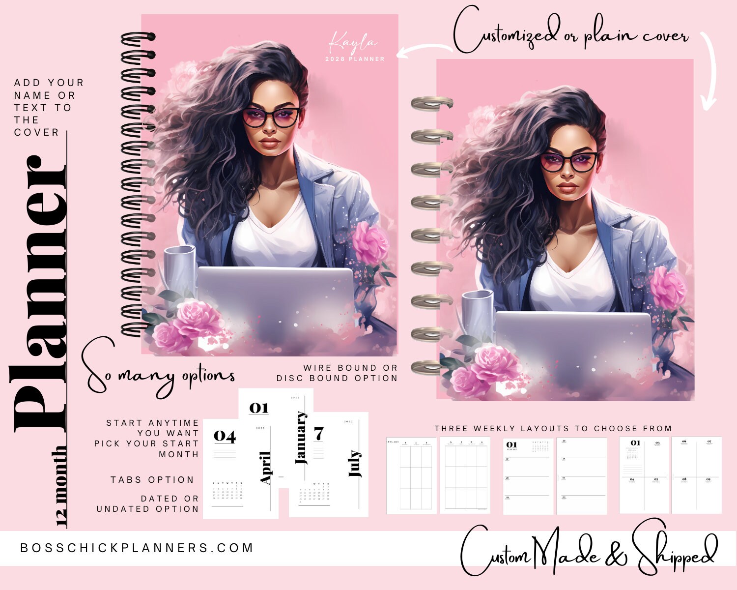 Girl Boss 12 Month Planner - Choose Start Month, Disc/wire Binding ...