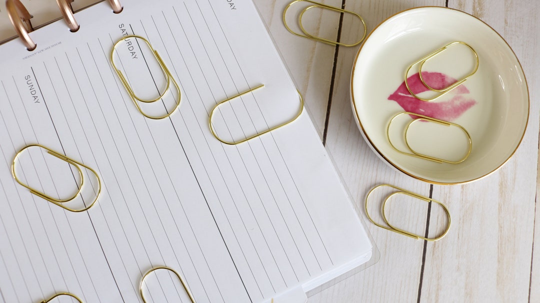 Gold Extra Wide Jumbo Planner Paper Clips | Large PAPERCLIP - Gold ...