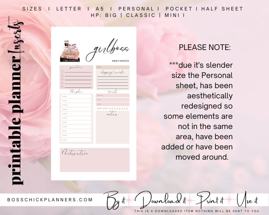 Printable Planner Sheets Girl Boss Lady Daily Schedule A5 - Etsy