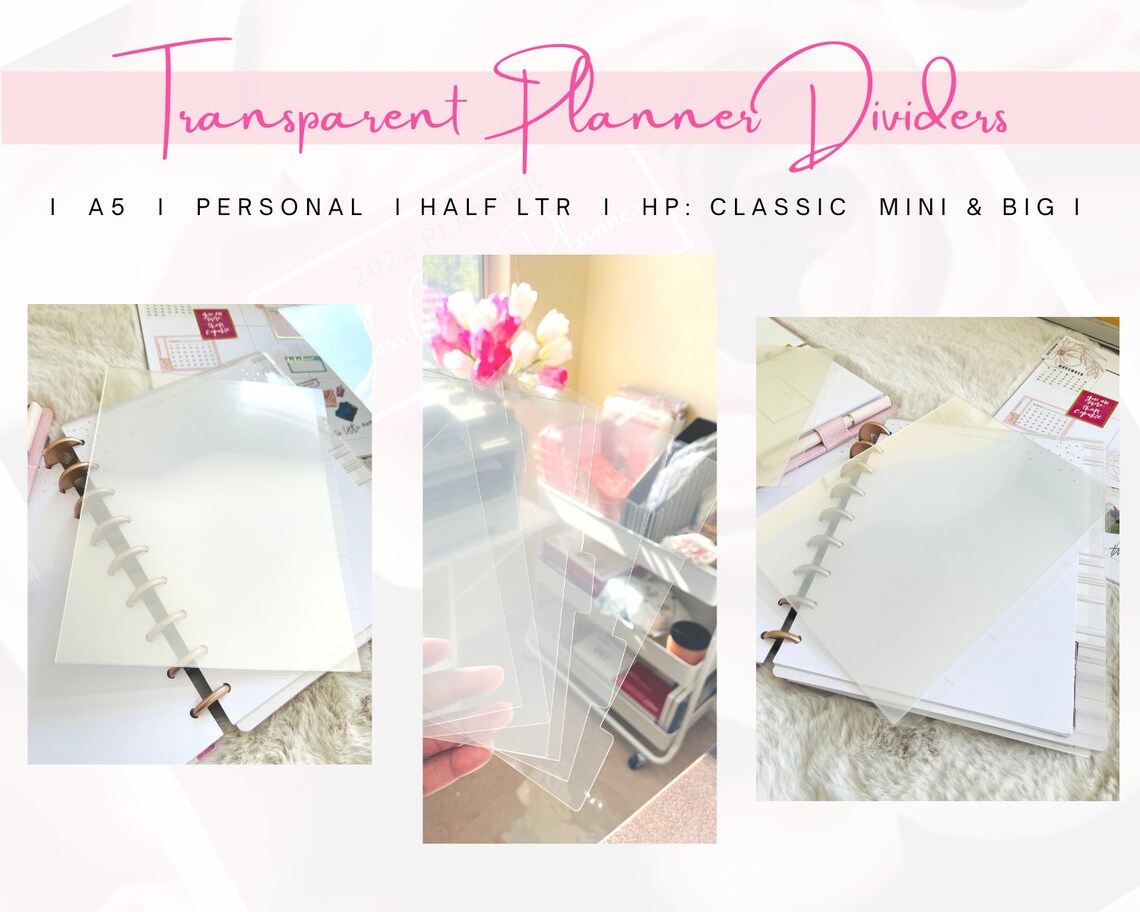 Crystal Clear Transparent Clear Planner Dividers - Sizes for Happy ...