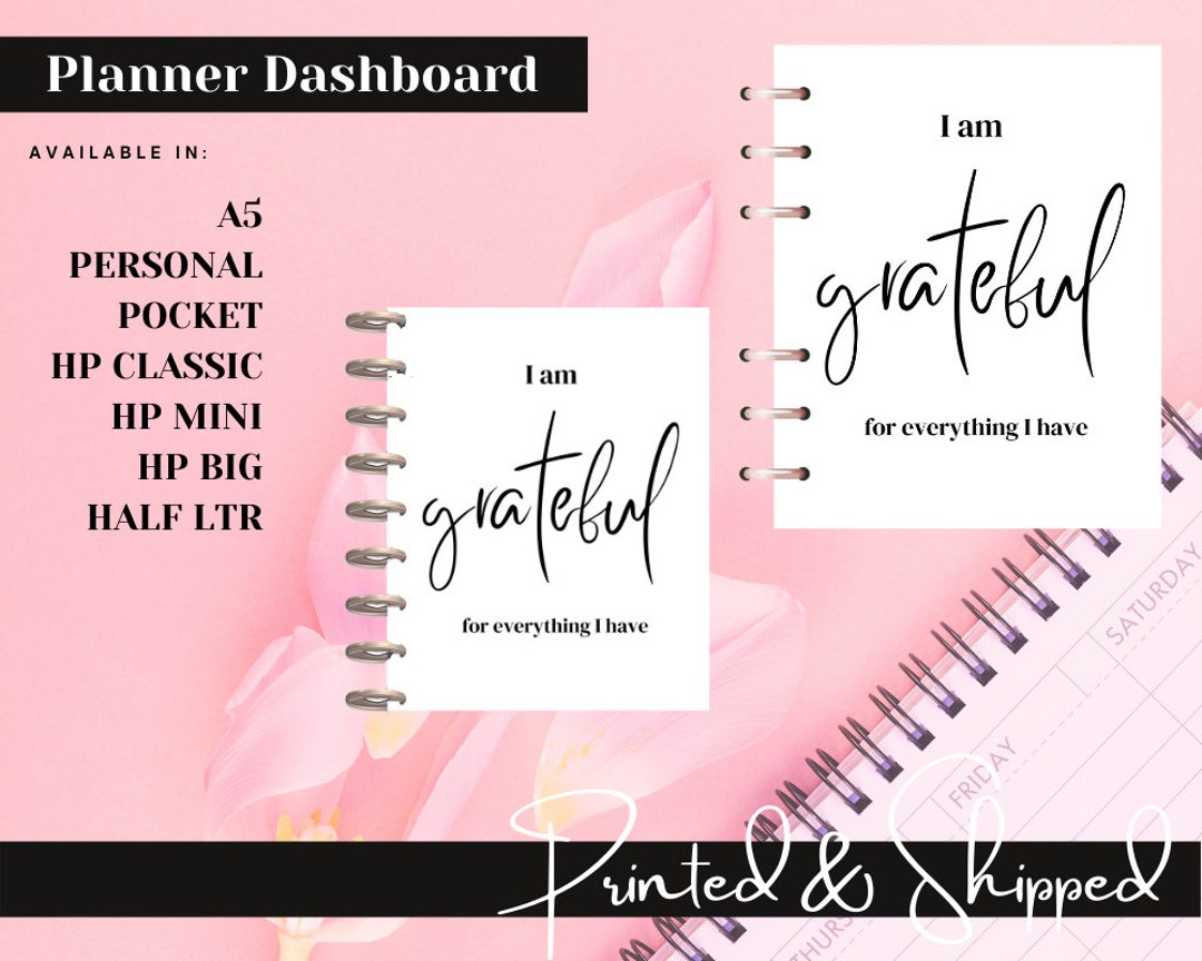 Grateful Inspirational Planner Dashboard Insert | Motivational Planner ...