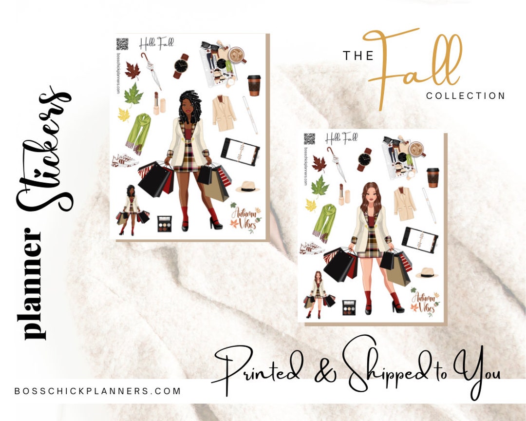 Hello Fall Planner Girl Fall Sticker Sheet. Fall Girl Doll Planner ...