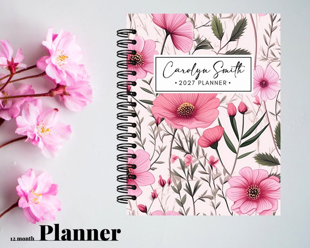 Watercolor Flowers 12 Month Planner - Choose Start Month, Disc/spiral ...