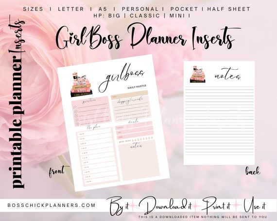 Printable Planner Sheets Girl Boss Lady Daily Schedule A5 - Etsy