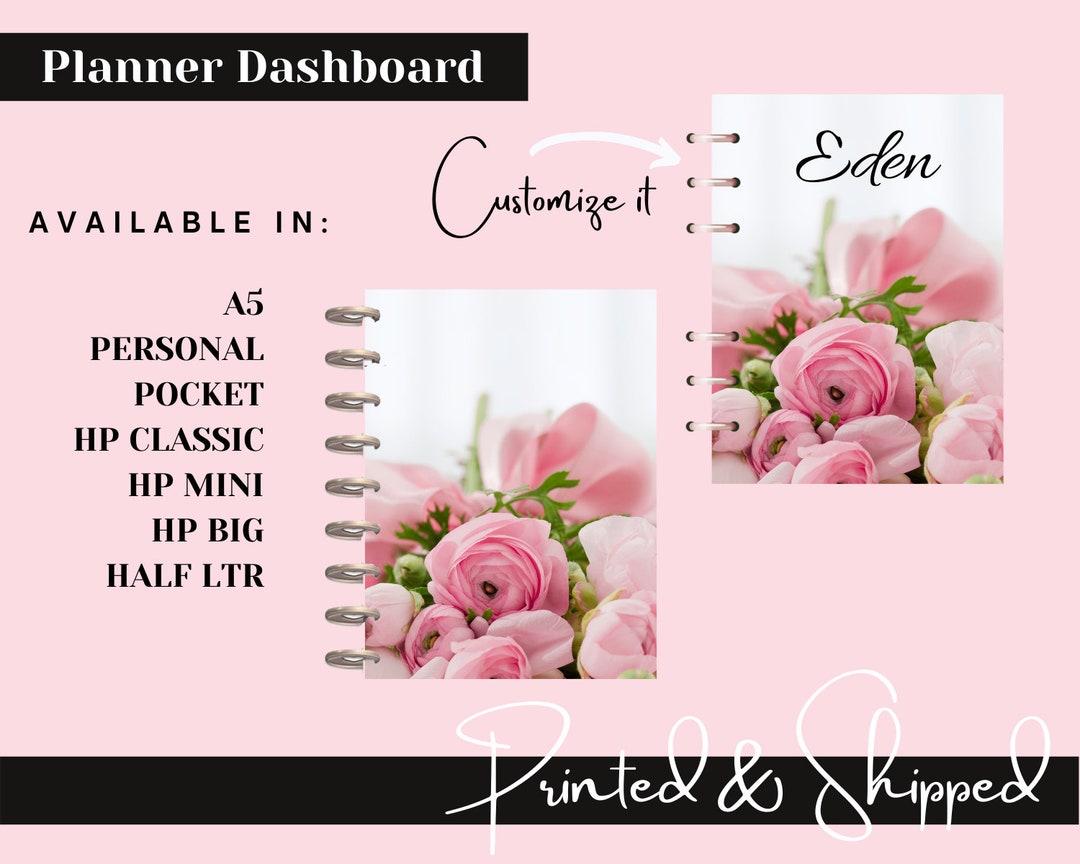 Rose Bouquet Flower Planner Dashboard Covers, Personalized Cover, Happy ...