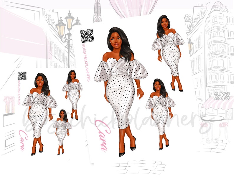 African American Planner Girl Sticker Sheet. Black Girl Doll Planner ...