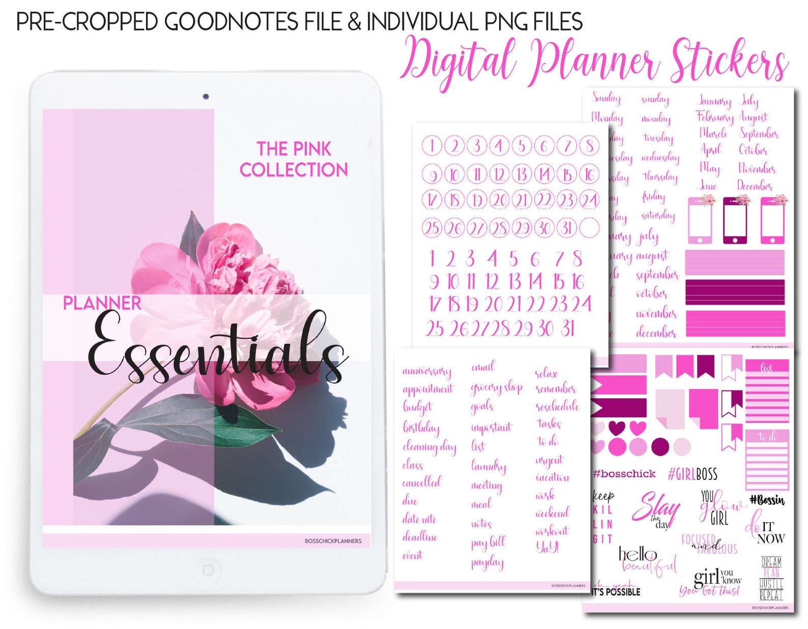 The Pink Planner Essentials Collection by Boss Chick Planners | Digital ...