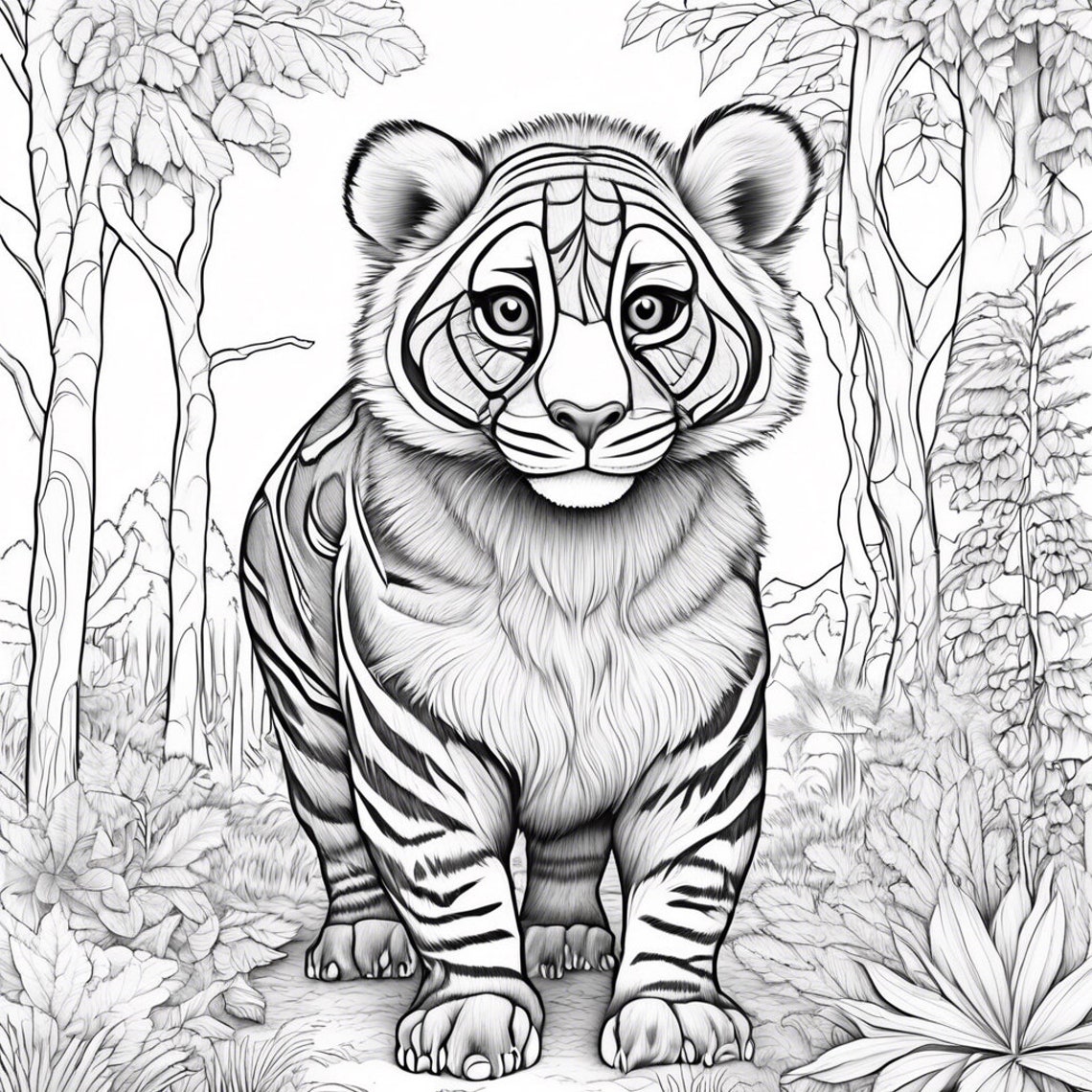 Big Cats Coloring Book - Etsy