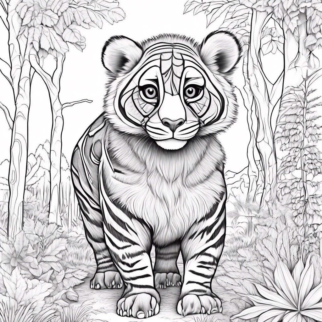 Big Cats Coloring Book - Etsy