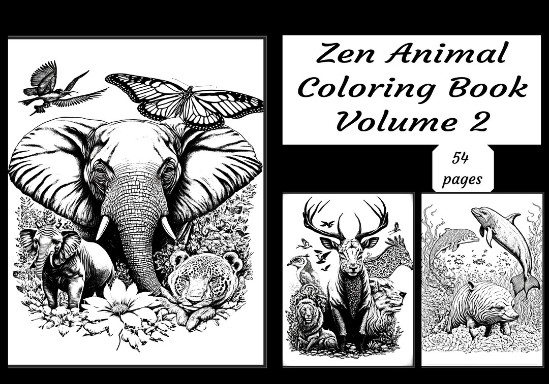 Zen Animal Coloring Book Vol. 2 - Etsy