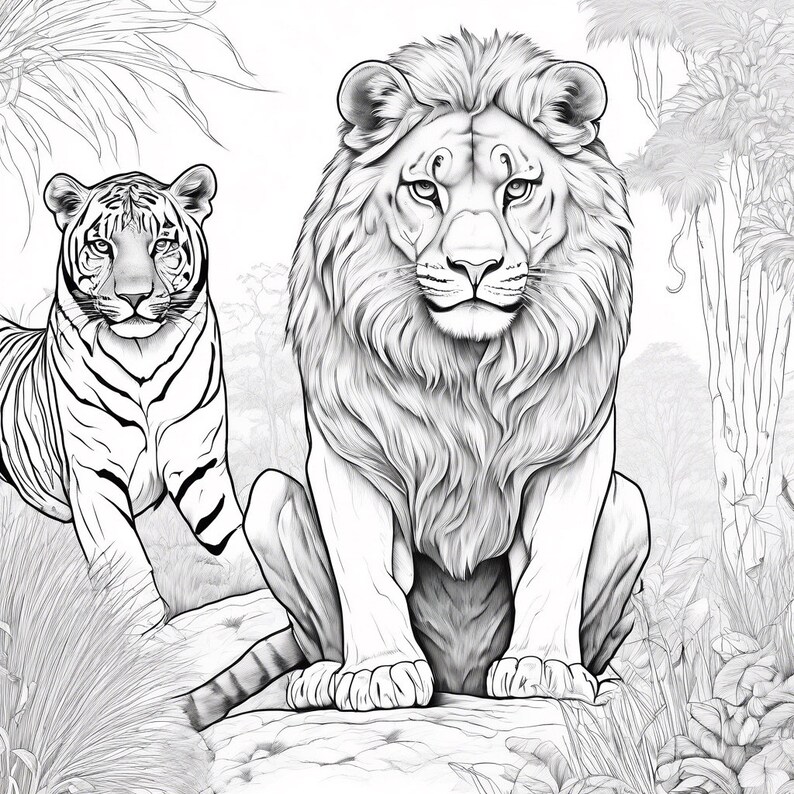 Big Cats Coloring Book - Etsy