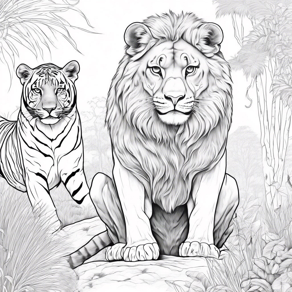 Big Cats Coloring Book - Etsy