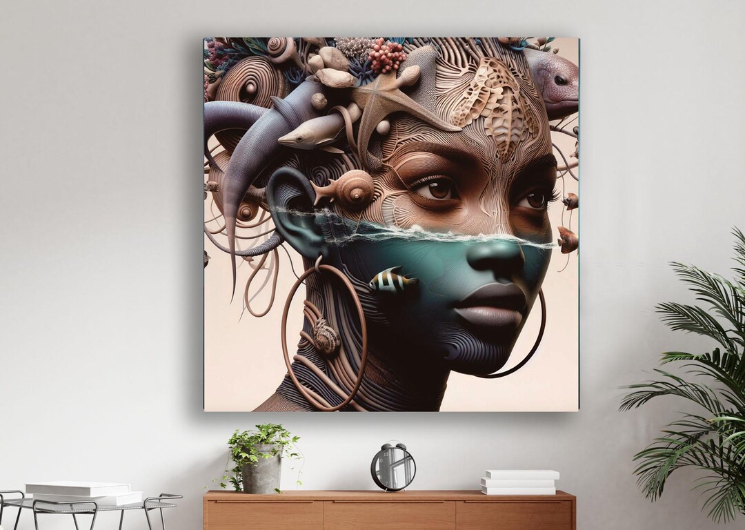 Artificial Woman , Man Cave Artwork , Framed Wall Art , Vibrant Colors ...