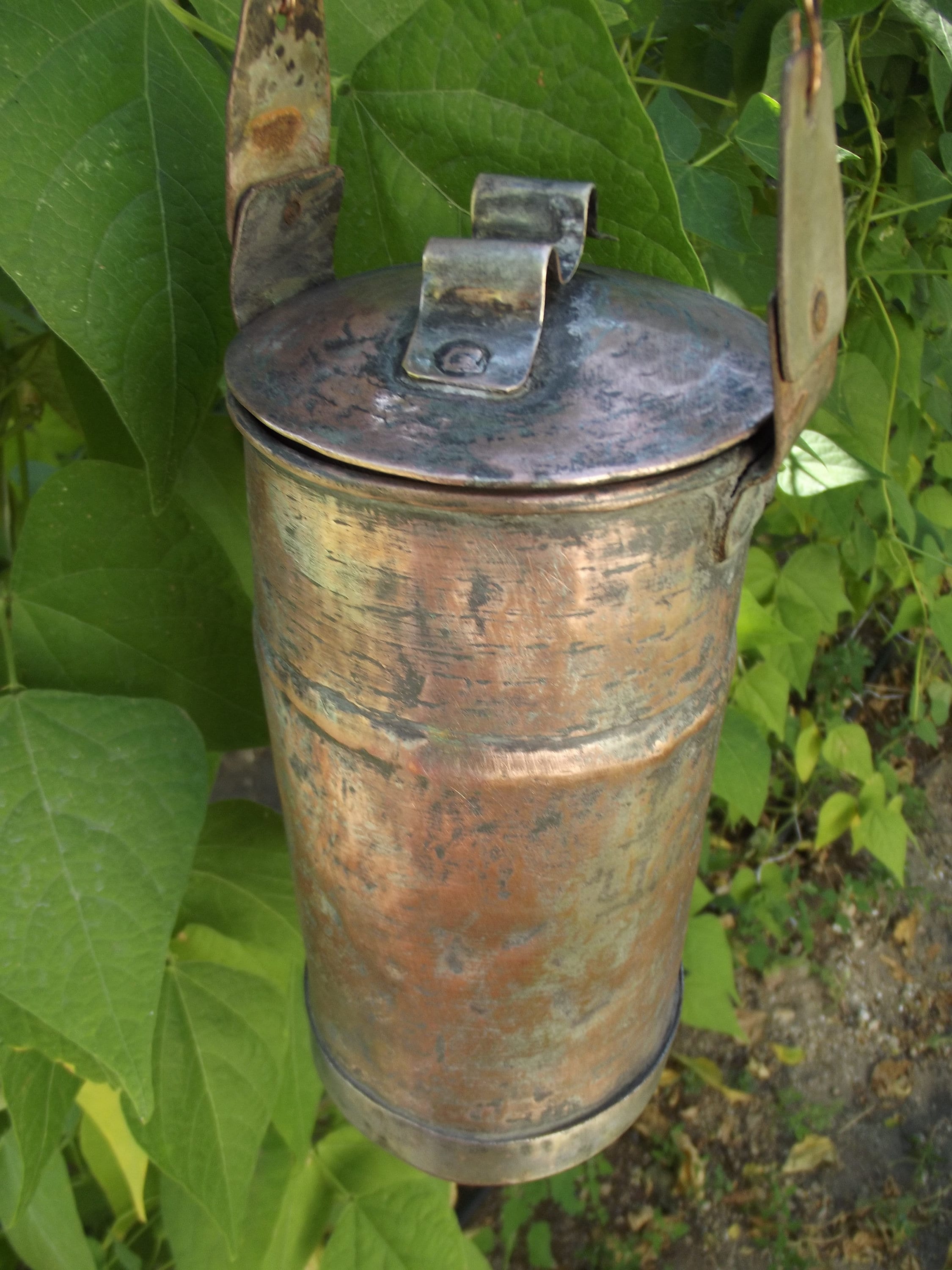 Antique Copper Bucket, Vintage Copper Bucket, Inlaid Copper Bucket ...