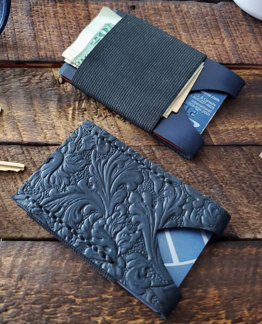 Leather Wallet Front Pocket Wallet Minimalist Wallet Slim Wallet Small ...