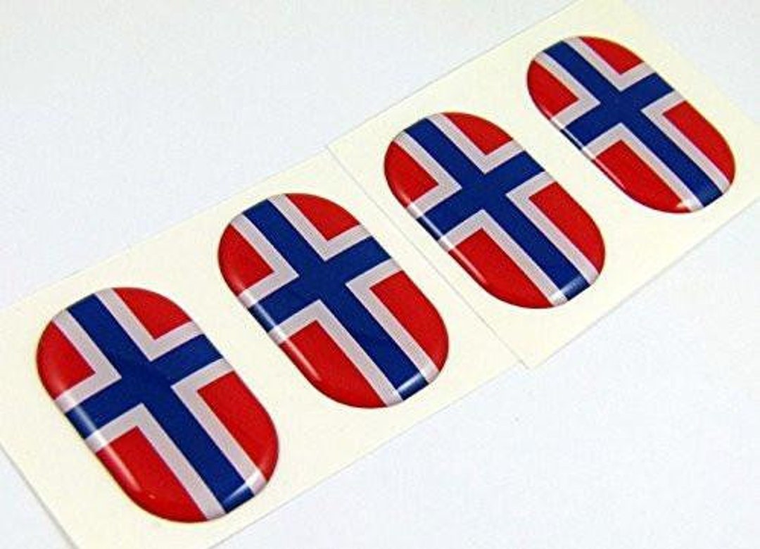 Norway Midi Domed Decals Flag 4 Emblems 1.5" Car Bike Laptop Stickers ...