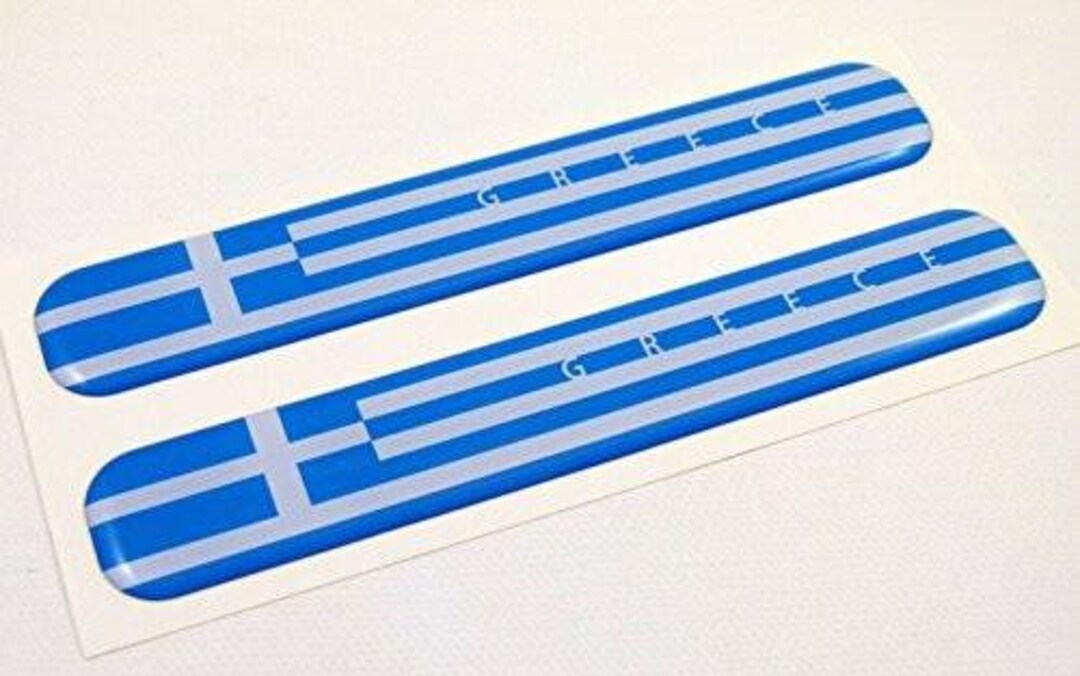 Greece Greek Flag Domed Decal Emblem Resin Car Stickers 5"x 0.82" 2pc ...