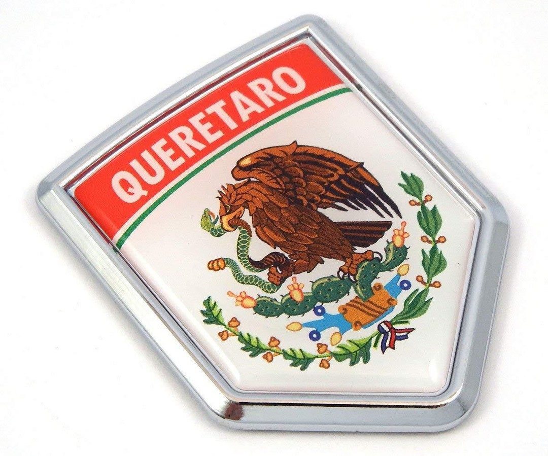 Queretaro Mexico Flag Mexican Car Emblem Chrome Bike Decal 3D Sticker ...