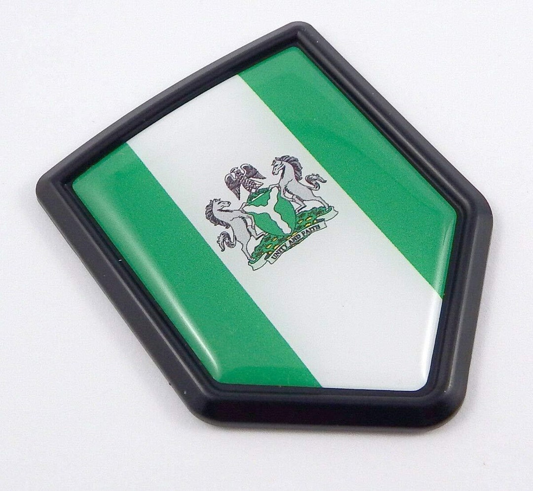 Nigeria Nigerian Flag Black Shield Car Bike Decal Crest Emblem 3d ...