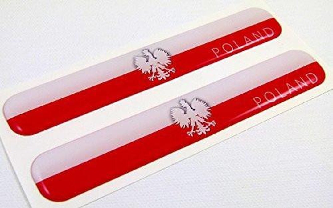 Poland Polska Polish Flag Domed Decal Emblem Resin Car Stickers 5"x 0. ...
