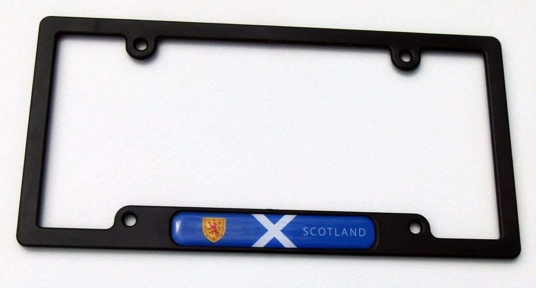 Scotland Scottish Flag Black Plastic Car License Plate Frame Dome Decal ...